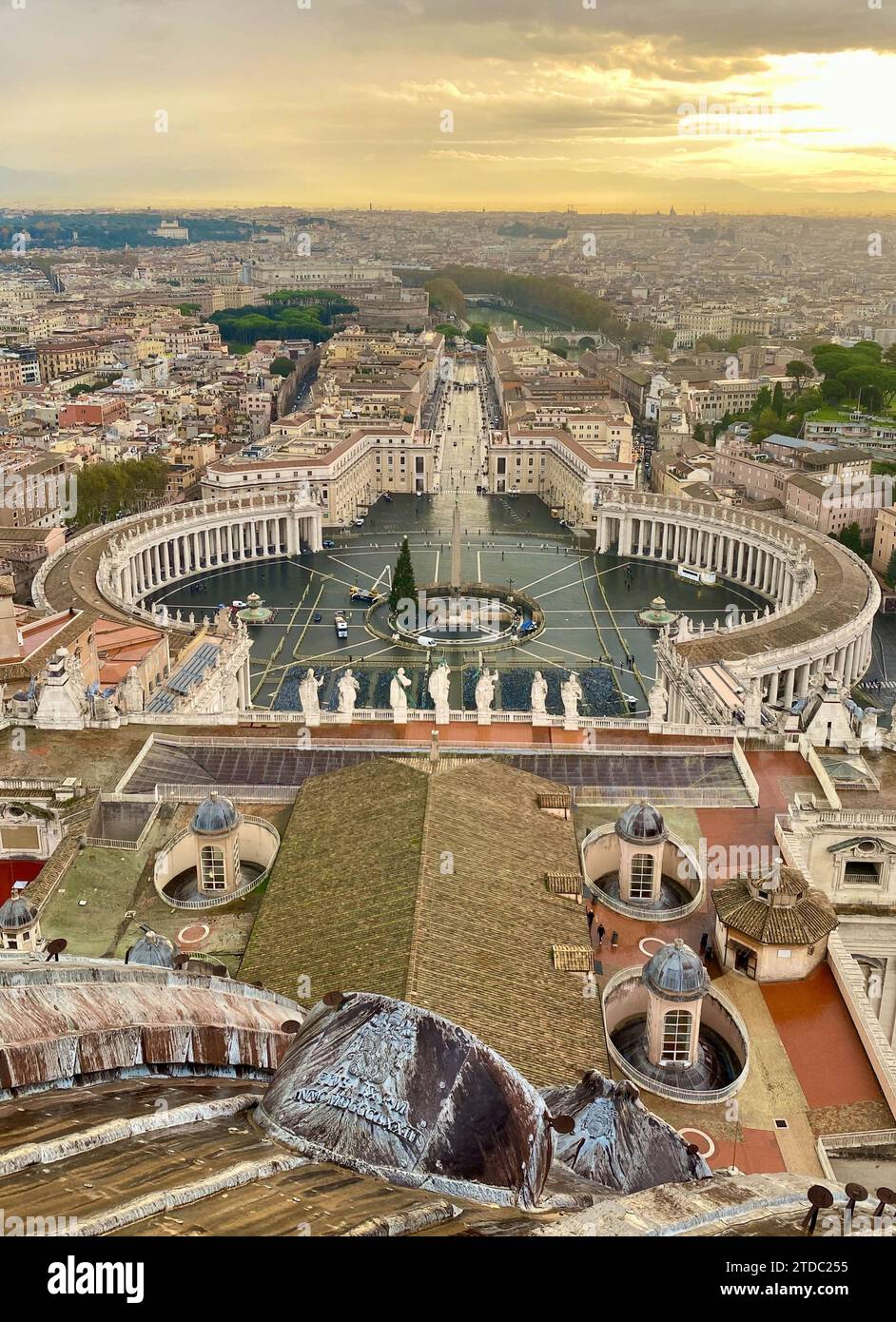 St Peters square in Vatican and view of Vatican City from above the ...