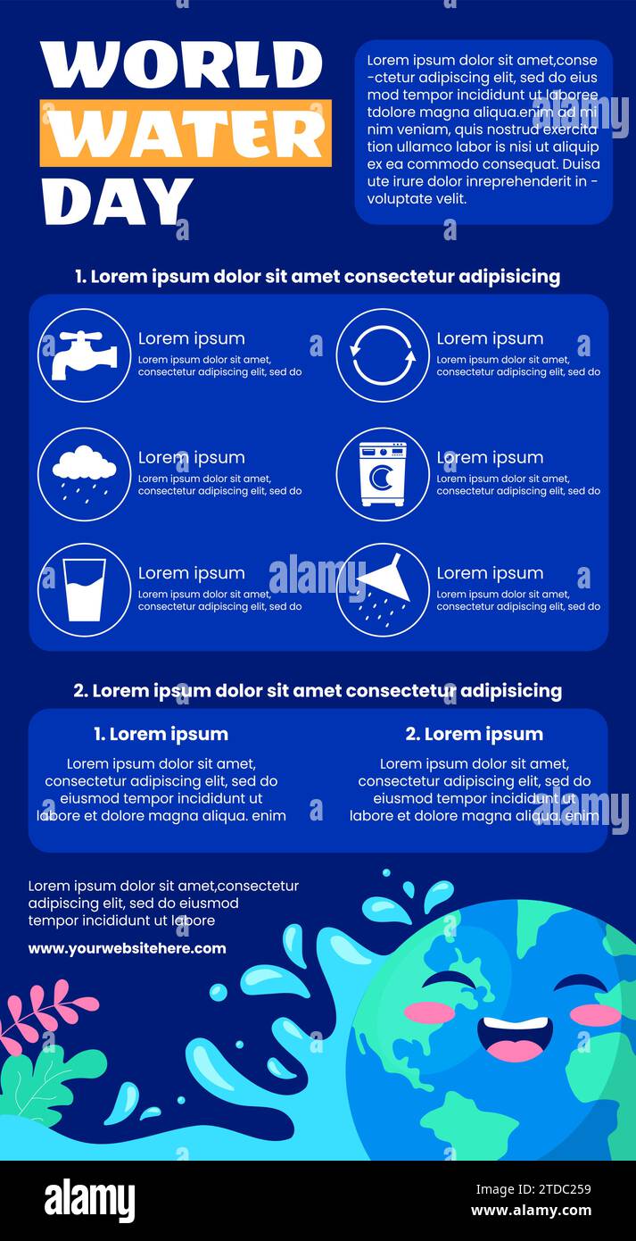 Water Day Infographic Flat Cartoon Hand Drawn Templates Background ...