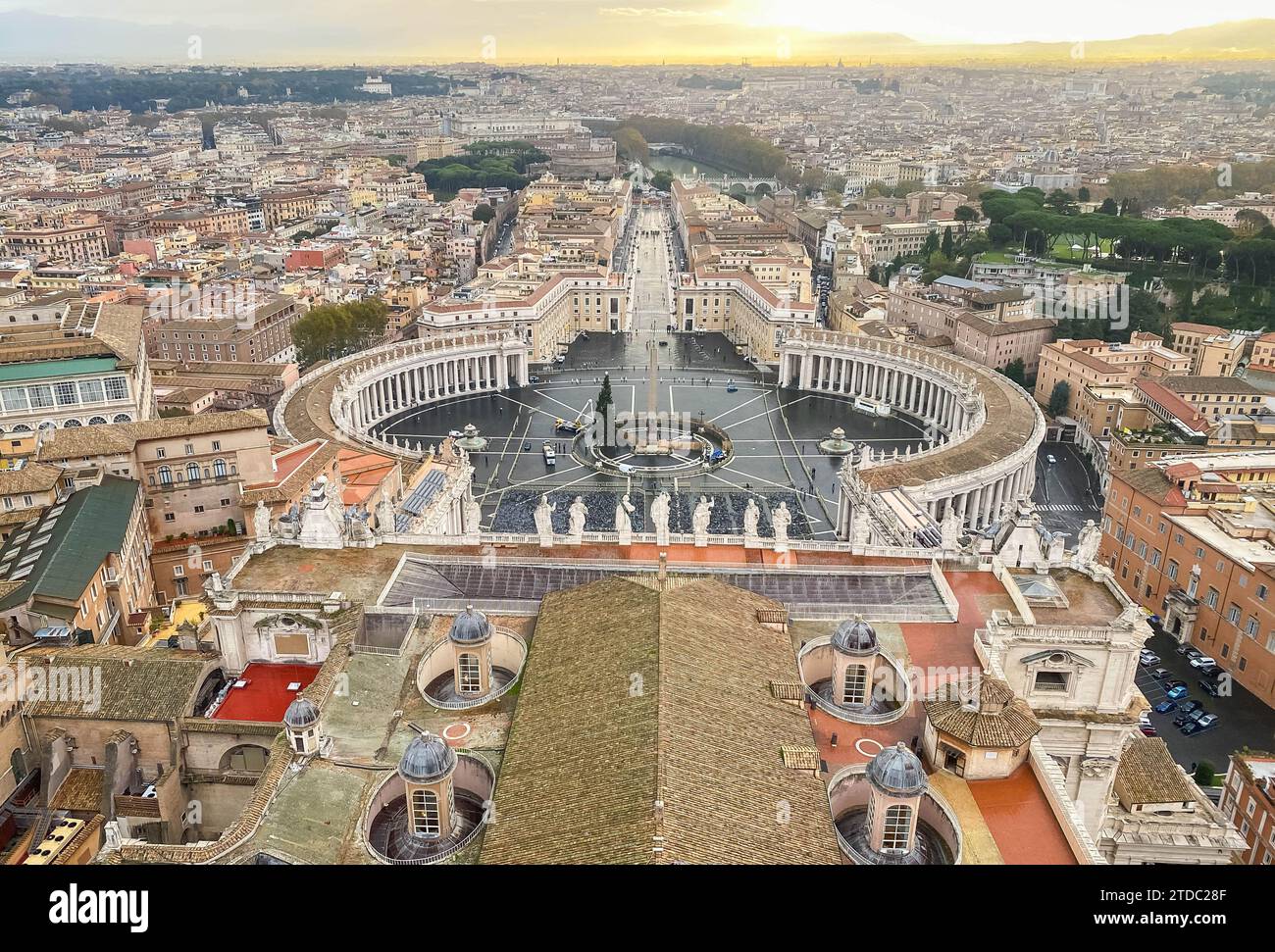 St Peters square in Vatican and view of Vatican City from above the ...