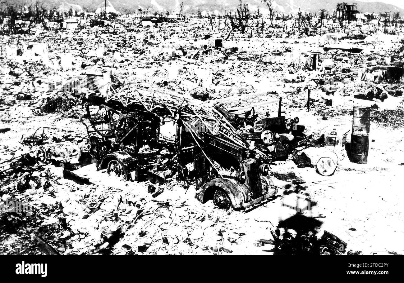 Hiroshima (Japan), 08/09/1945. Hiroshima, after the dropping of the ...