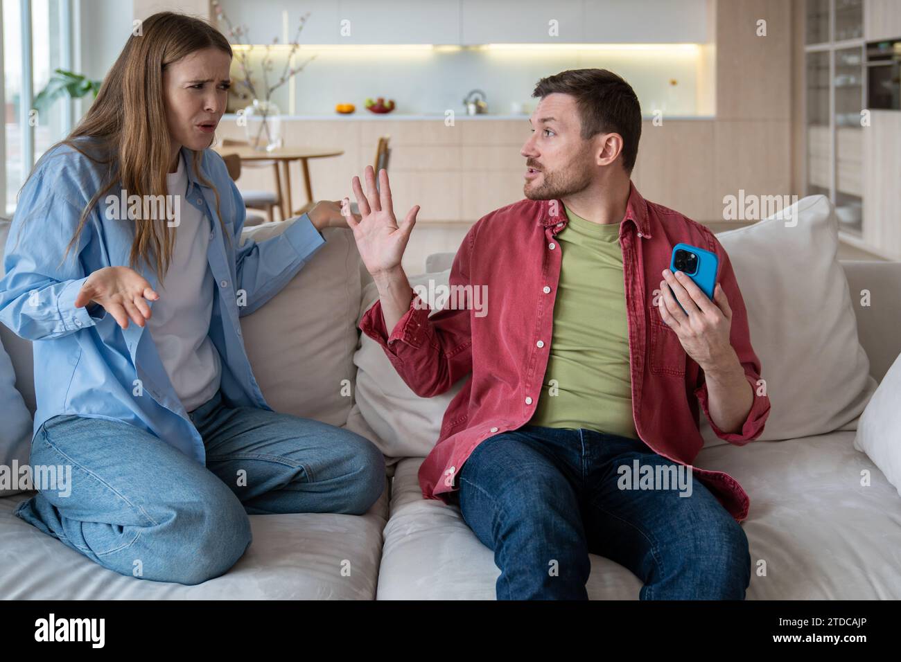 Jealous Angry Distrustful Husband Demands Password From Wife Cellphone