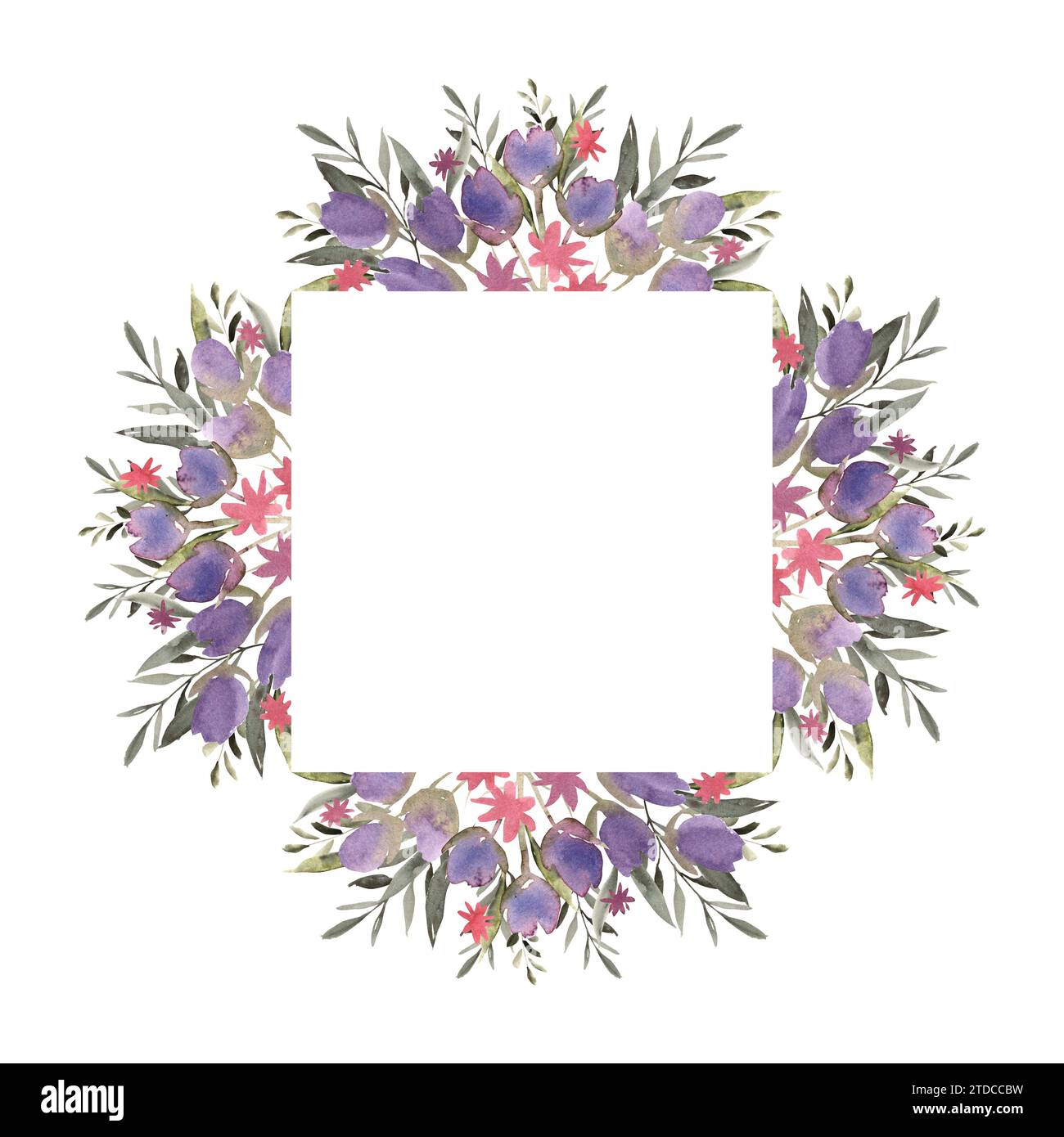 Pink Purple Watercolor Floral Border