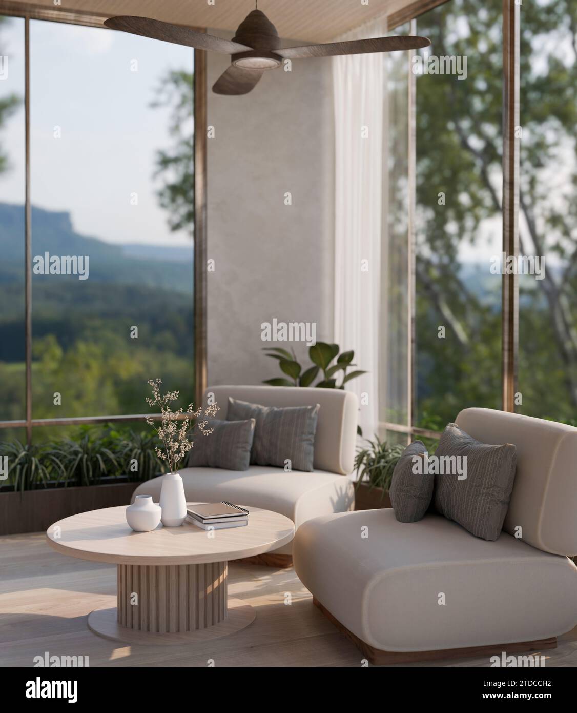 Interior design of a comfortable and modern living room with a comfy ...