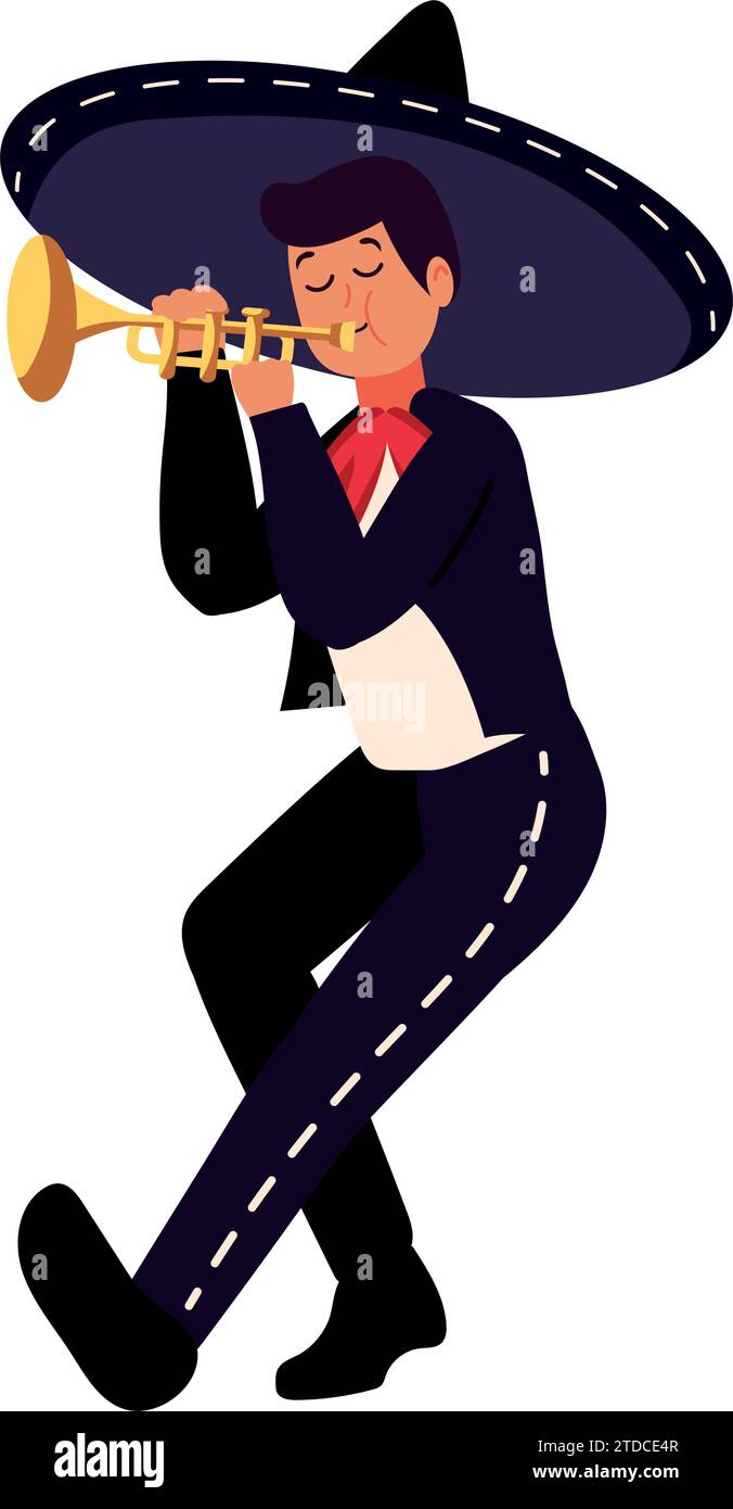 Musician playing trumpet mexican Stock Vector Images - Alamy