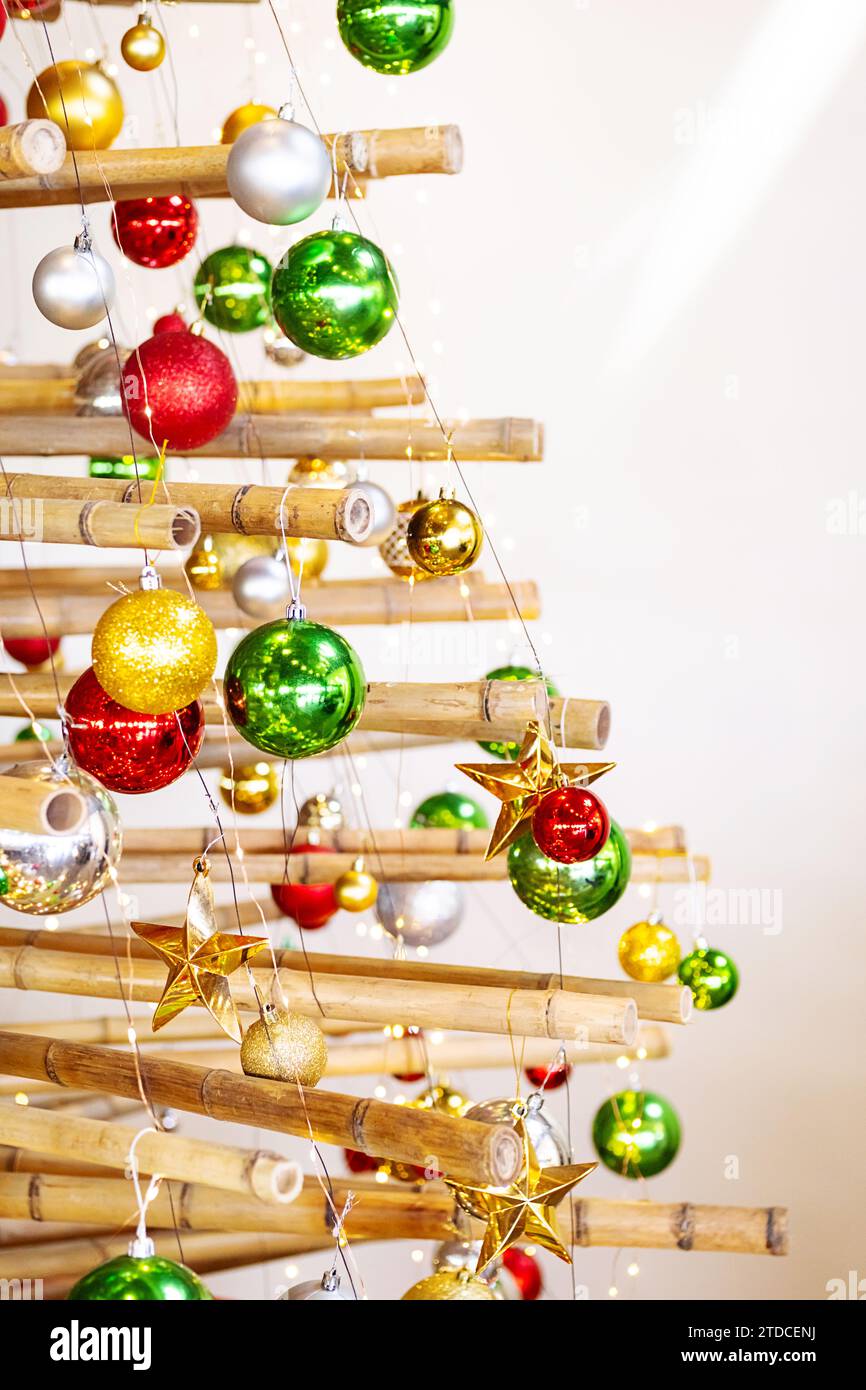 Bamboo Christmas tree. Zero waste Christmas concept Stock Photo - Alamy