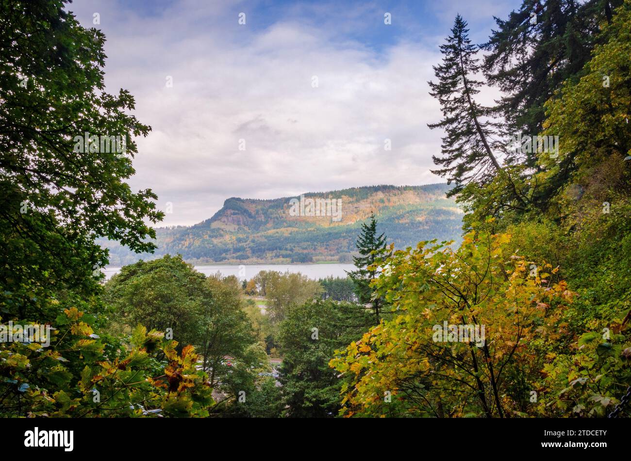 Mountain and Cliff View at Columbia Gorge National Scenic Area Stock ...