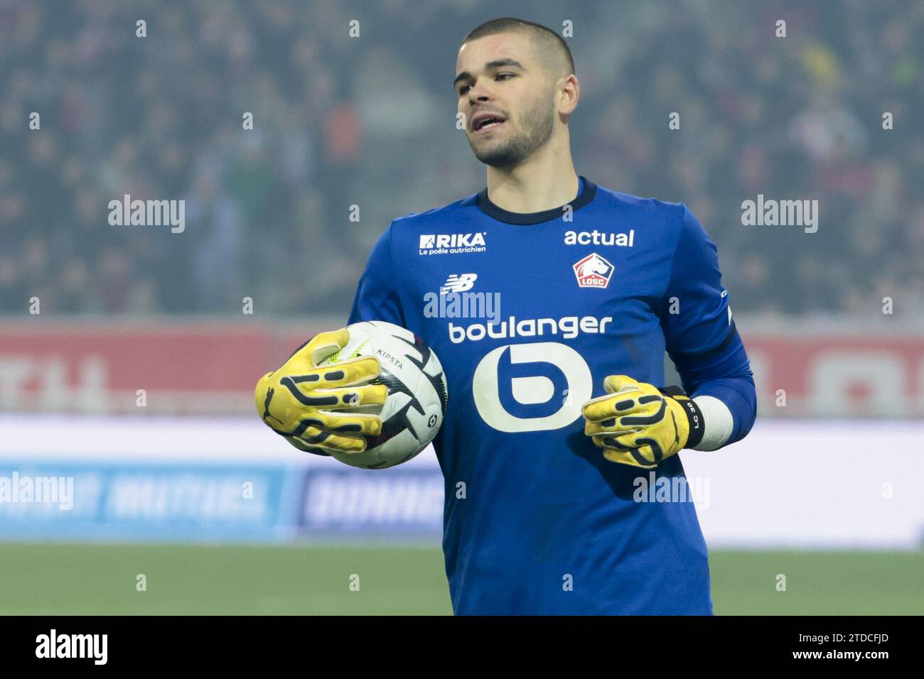 Lille goalkeeper Lucas Chevalier during the French championship Ligue 1 football match between ...