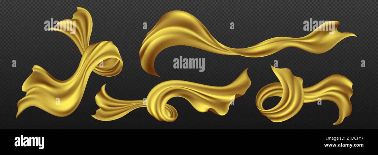 Yellow silk ribbons set isolated on transparent background. Vector ...