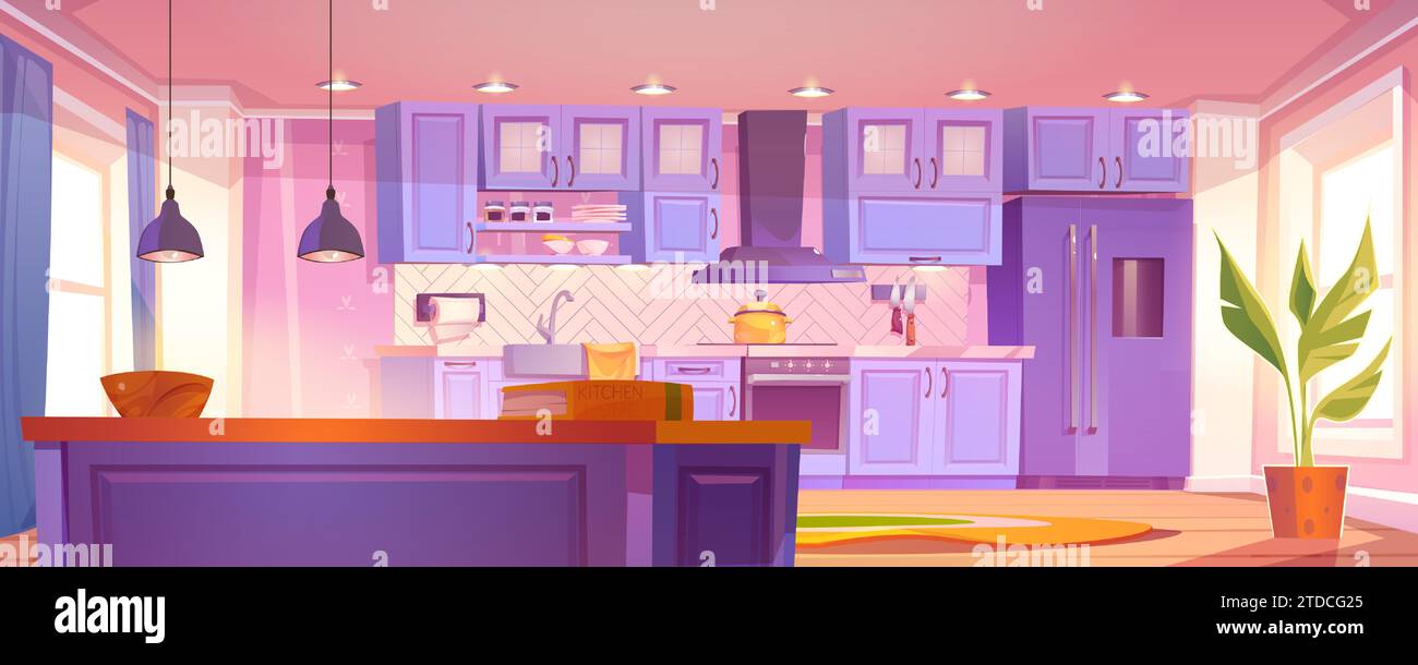 Home kitchen interior with clean modern furniture and appliances ...