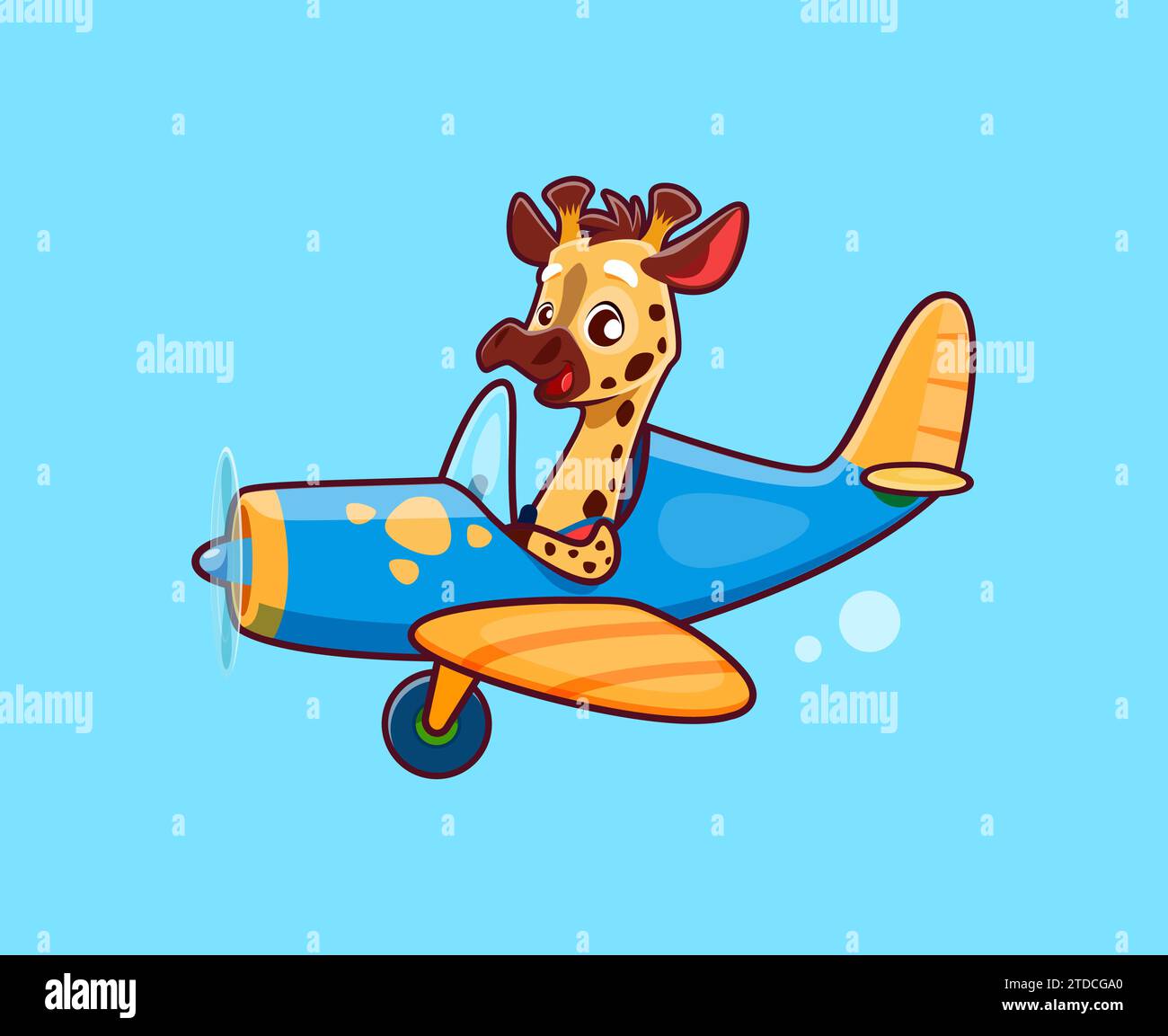 Cartoon baby giraffe animal character on plane. Cute African animal ...