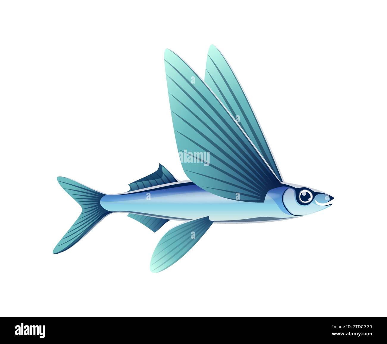 Cartoon flying fish character. Seafood and fishing catch, aquatic ...