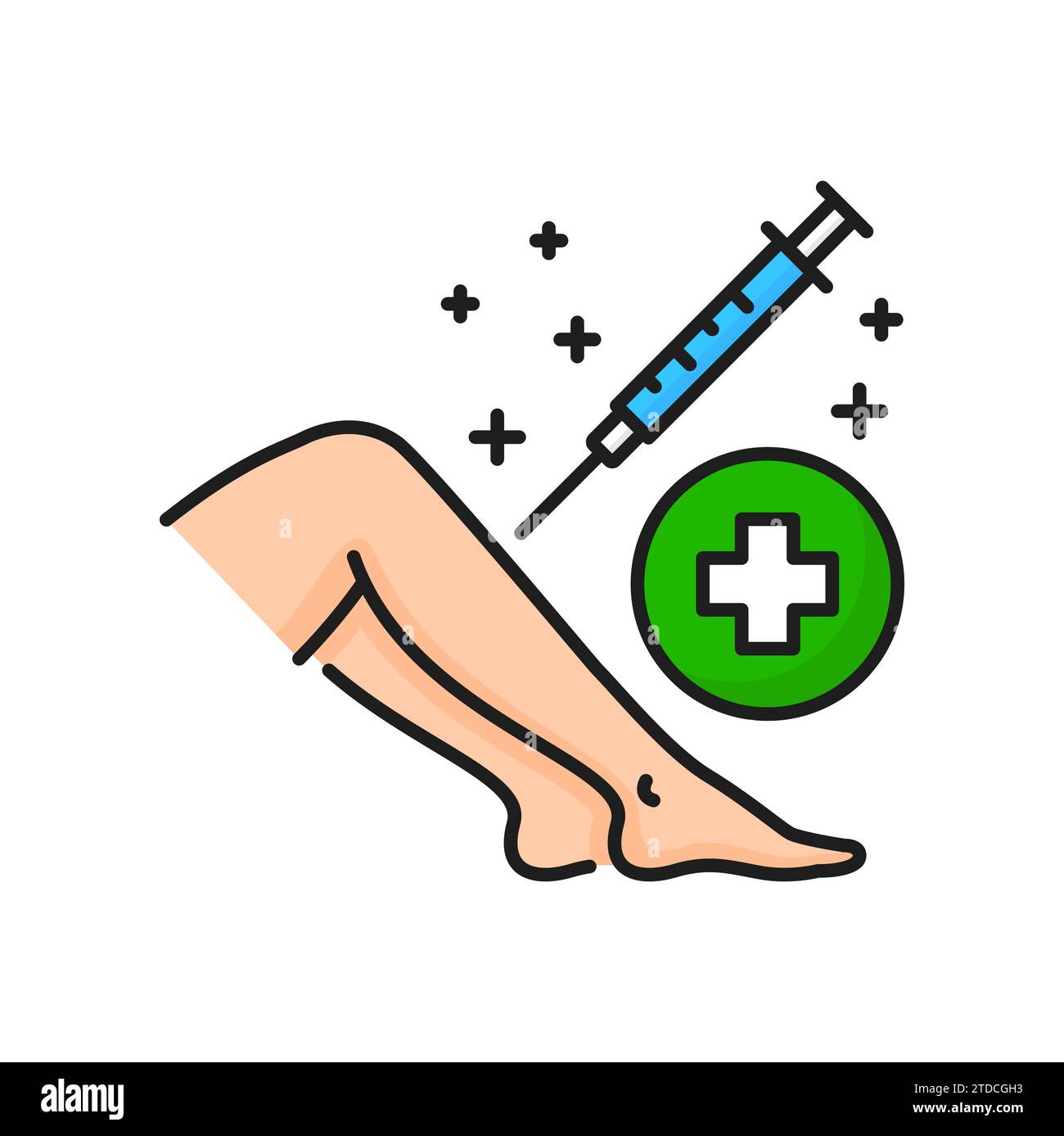 Injection into vein in leg, medical sclerotherapy surgery, injection ...