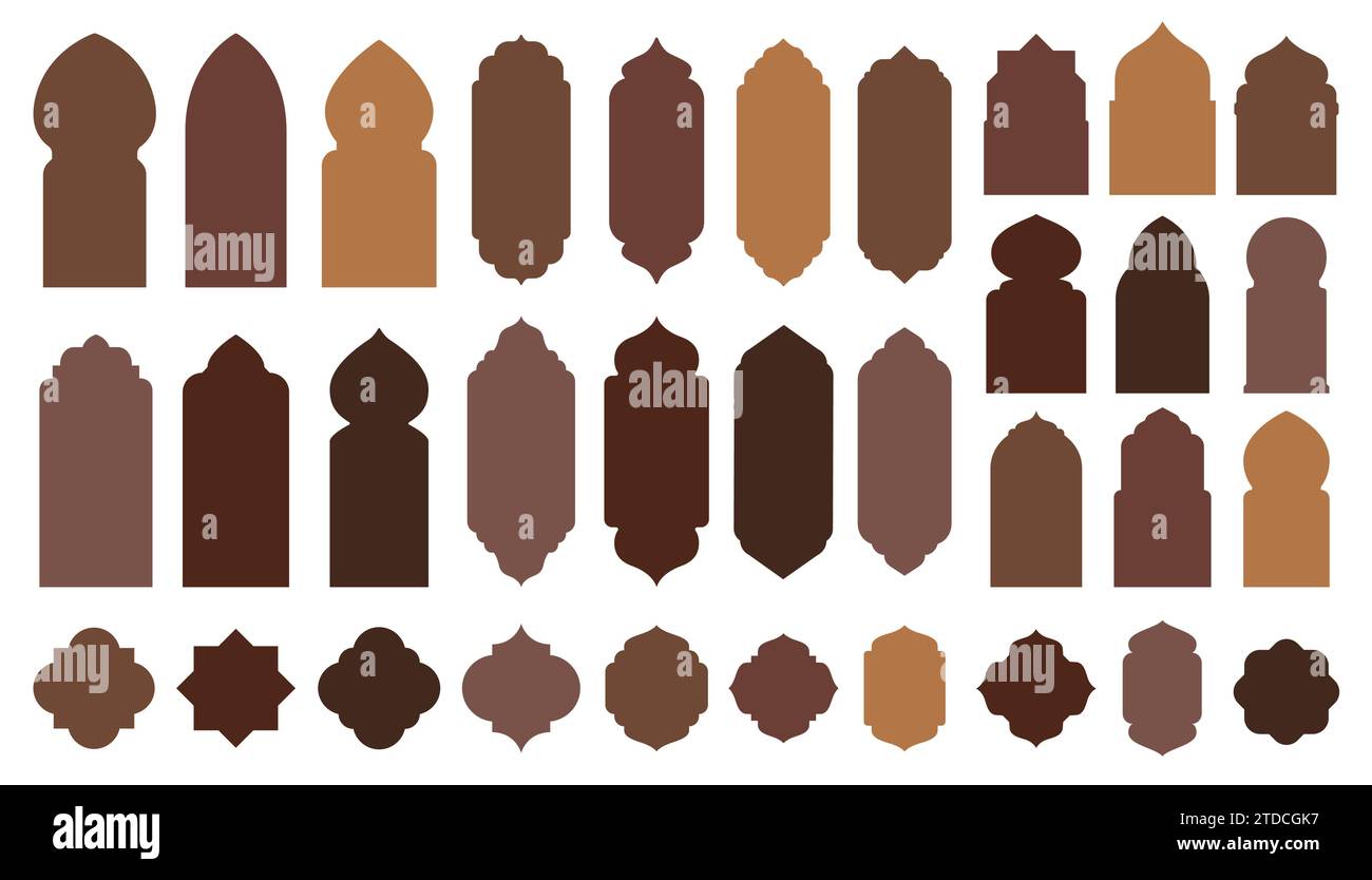 Islamic door shapes. Isolated vector set of arab mosque arches, windows ...