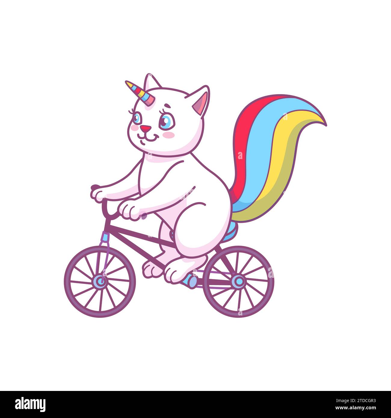 Surfing cute cartoon caticorn cat on surfboard, surfing kitten ...