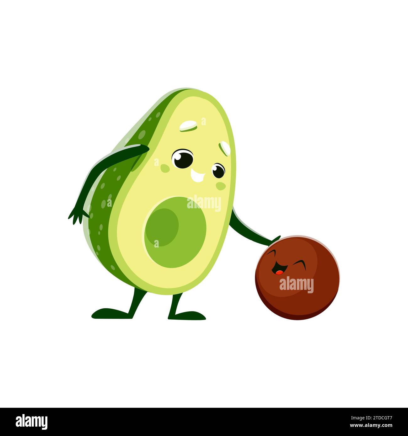 Cartoon avocado and nut character for emoji or kawaii emoticon ...