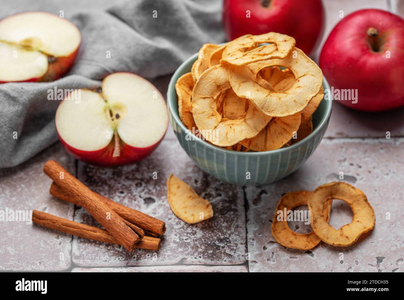 Dried apple chips. Dehydrated apples. Homemade dried organic apple ...