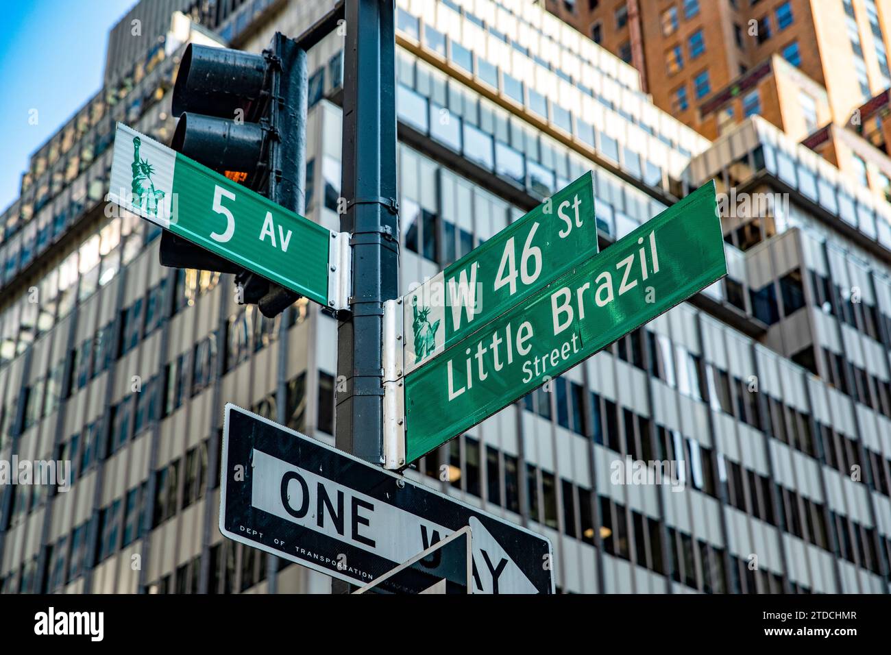 The sign at the intersection of Fifth Avenue and Little Brazil Street ...