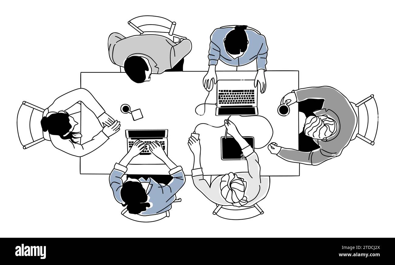 Team work business scene top view illustration Stock Vector Image & Art ...