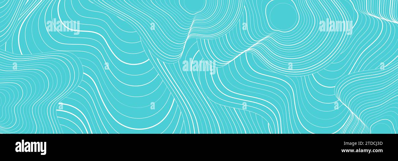 Cyan blue abstract background with white refracted wavy pattern ...