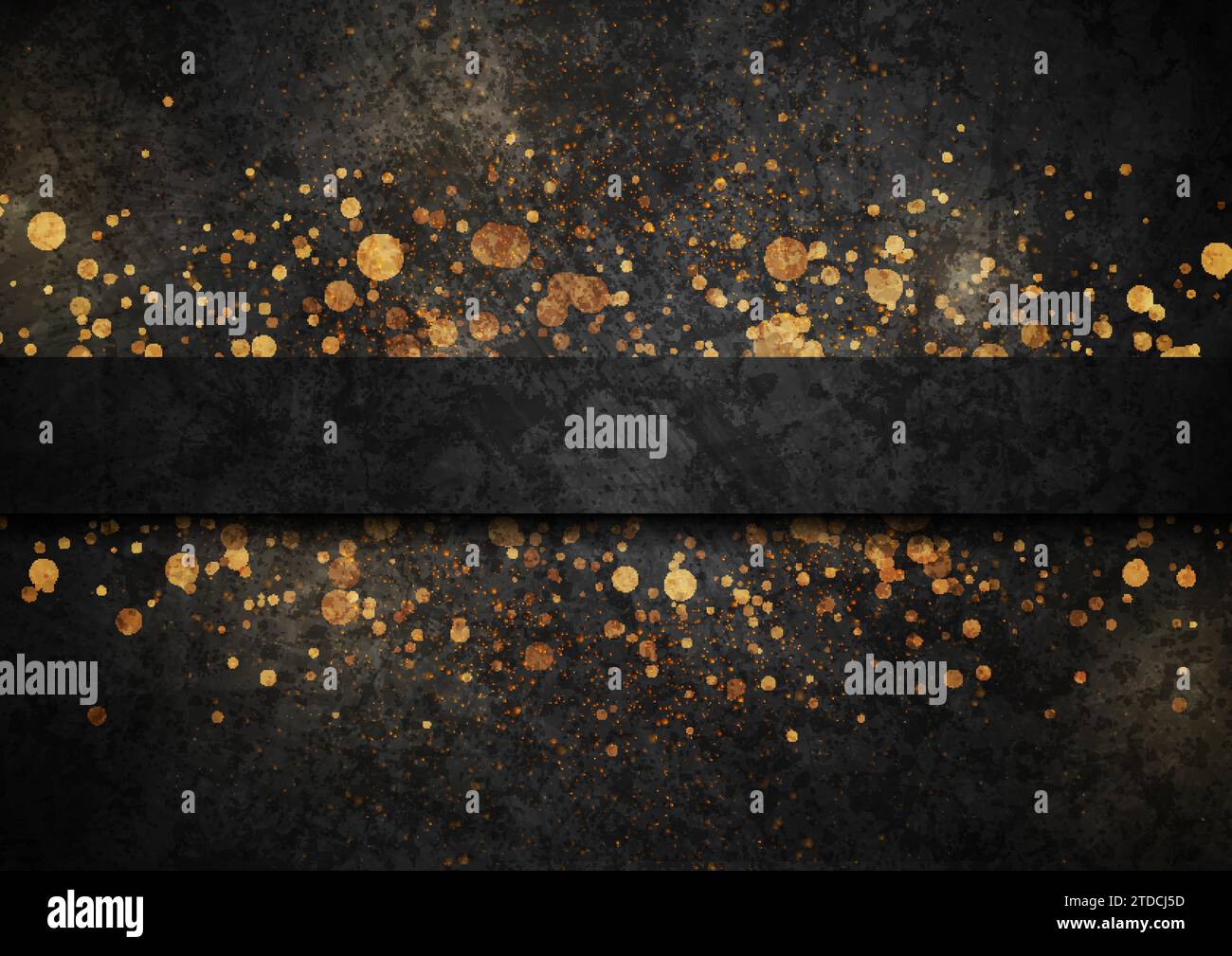 Golden shiny sparkling particles on black grunge background. Vector ...