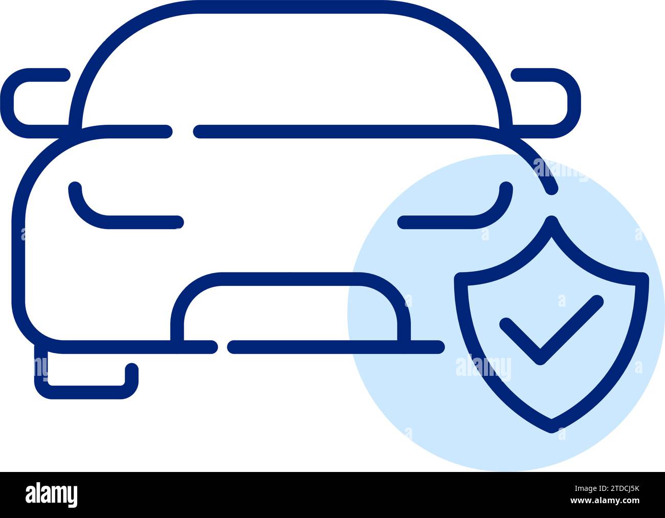 Car insurance. Protection shield, check mark and vehicle. Pixel perfect ...