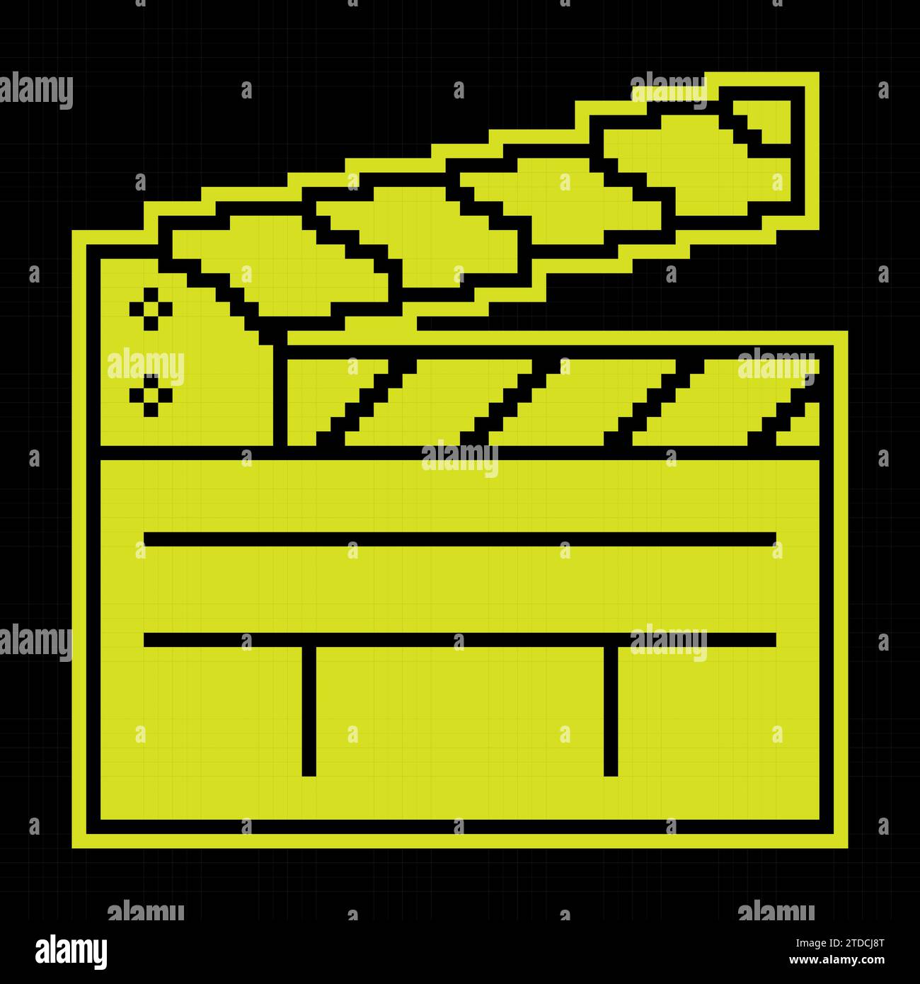 Pixel silhouette icon. Clapper board for shooting film in open position ...