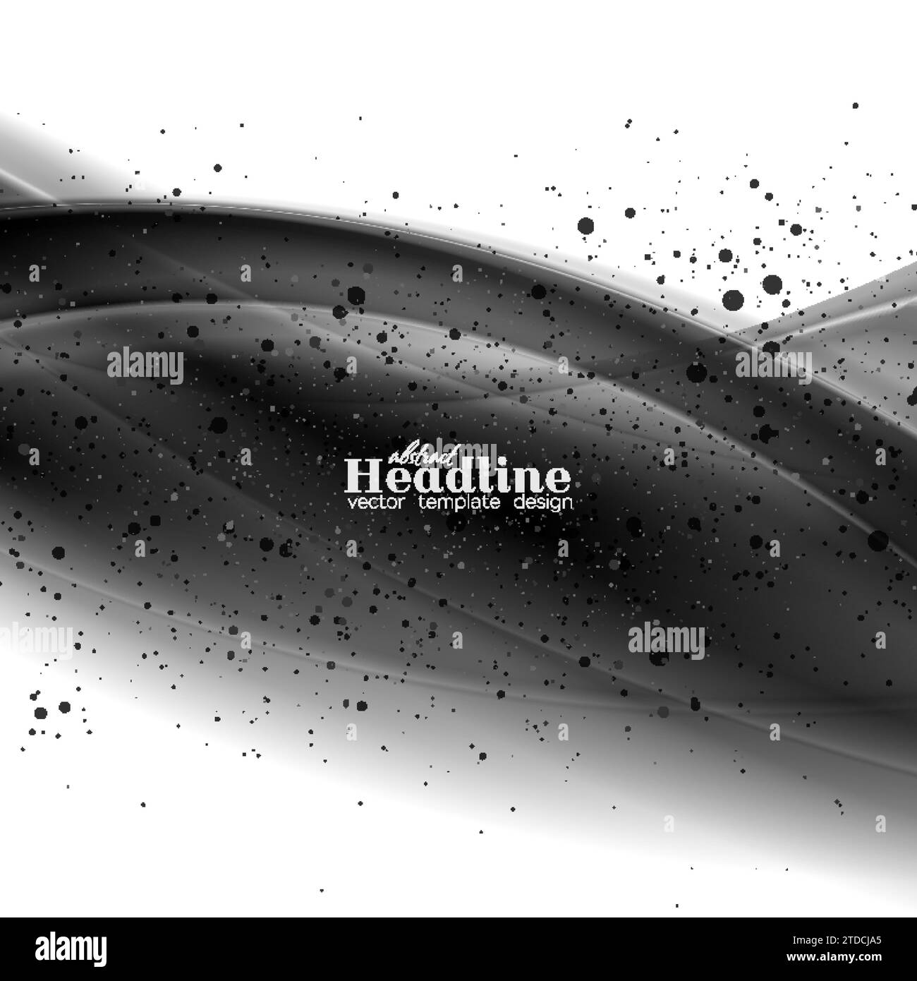 Black smooth blurred waves and small dots abstract background. Vector ...