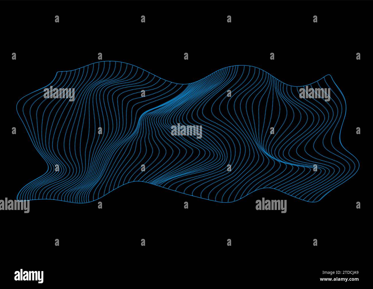 Blue minimal wavy dotted lines abstract futuristic refracted background. Vector design Stock ...