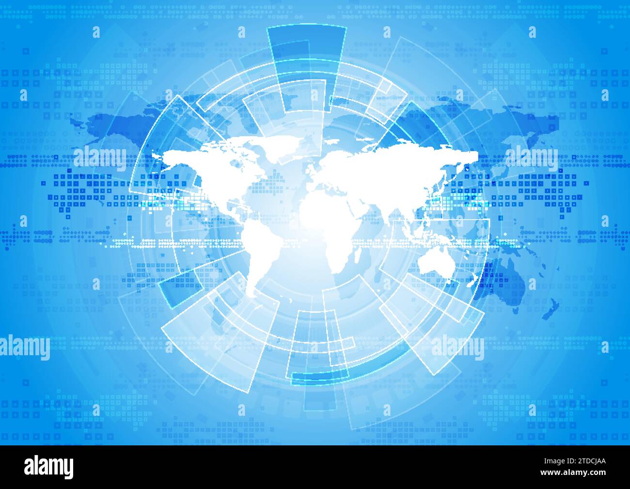 Bright blue technology futuristic background with HUD gear elements and ...