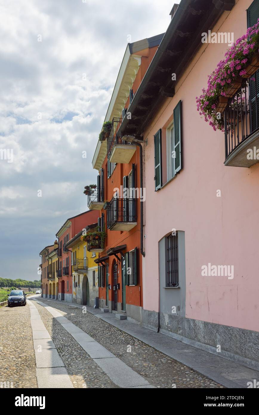 beautiful medieval street in pavia italy Stock Photo - Alamy