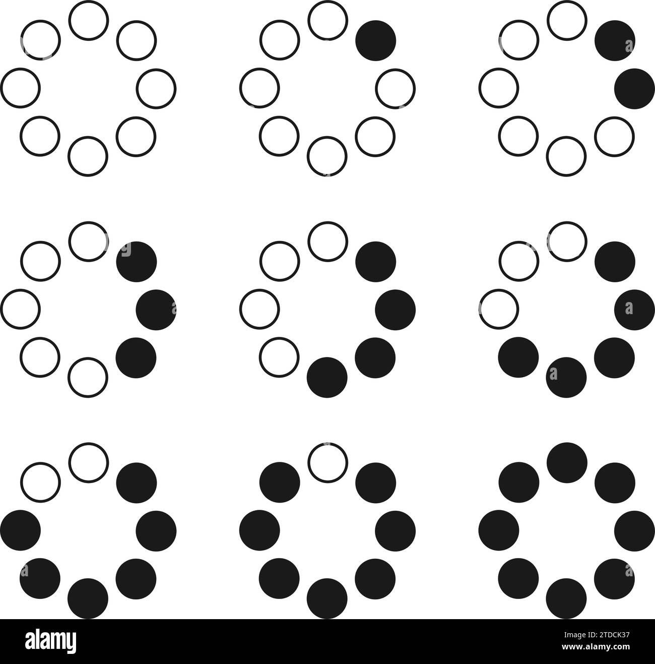 Circle dotted loading icon. Throbber icon. Progress round loader. Dotted progress time design ...