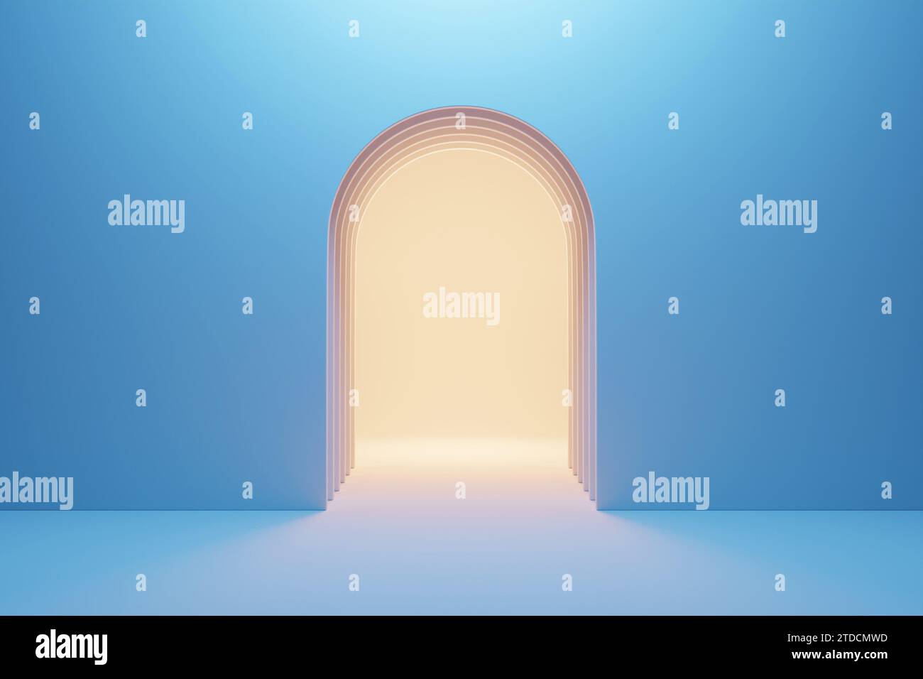 Realistic blue arch door. Minimal scene for products showcase ...