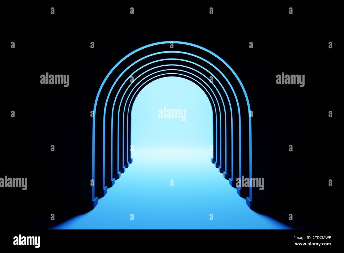 3D rendering. Beautiful geometric arch, gate, portal. Abstract ...