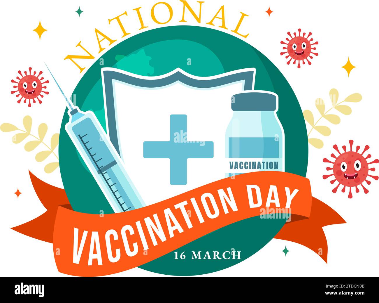 National Vaccination Day Vector Illustration on March 16 with Vaccine ...