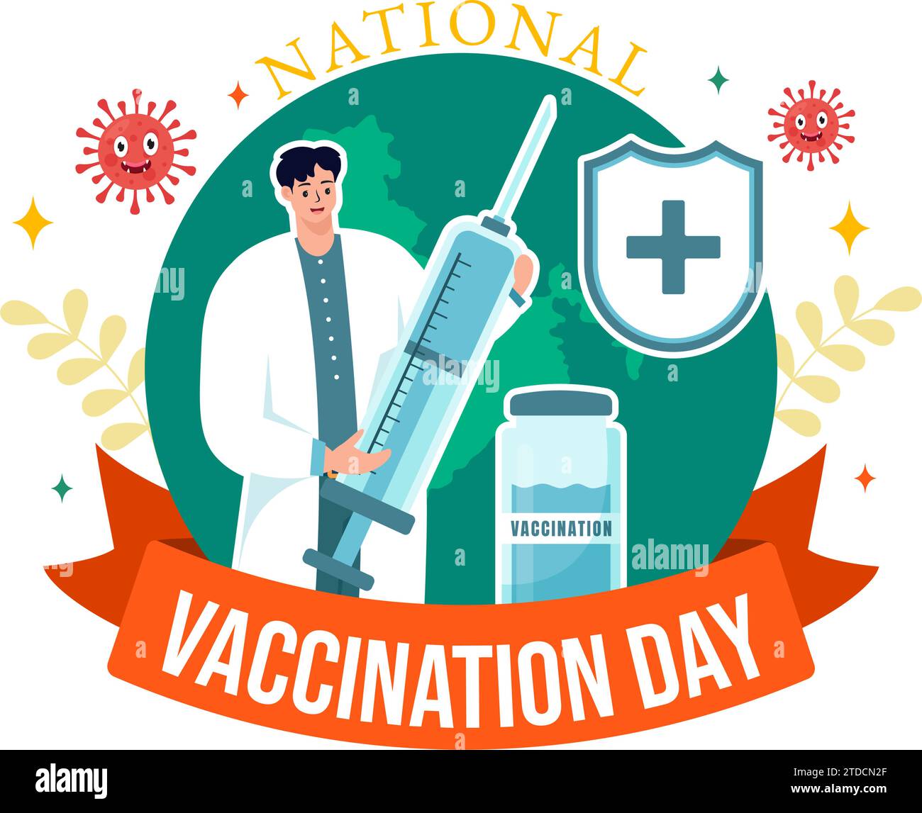 National Vaccination Day Vector Illustration on March 16 with Vaccine ...