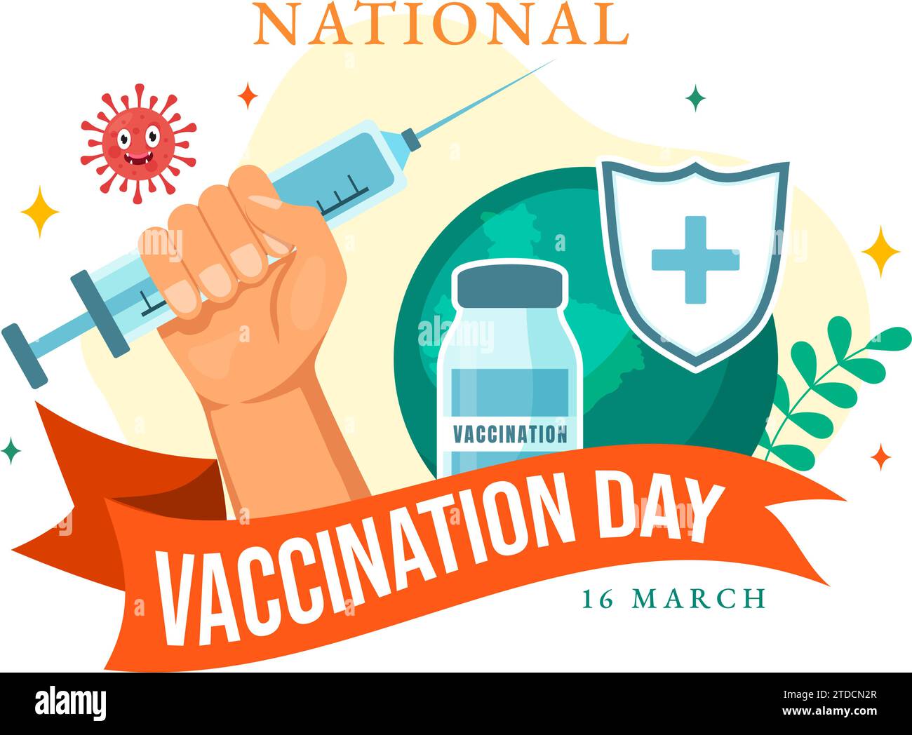 National Vaccination Day Vector Illustration on March 16 with Vaccine ...
