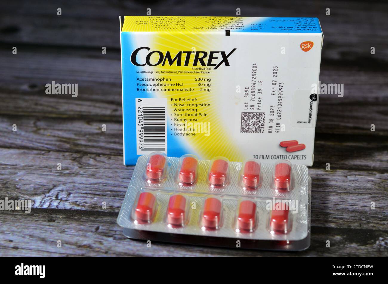 Cairo, Egypt, December 15 2023: Comtrex film coated capelts ...