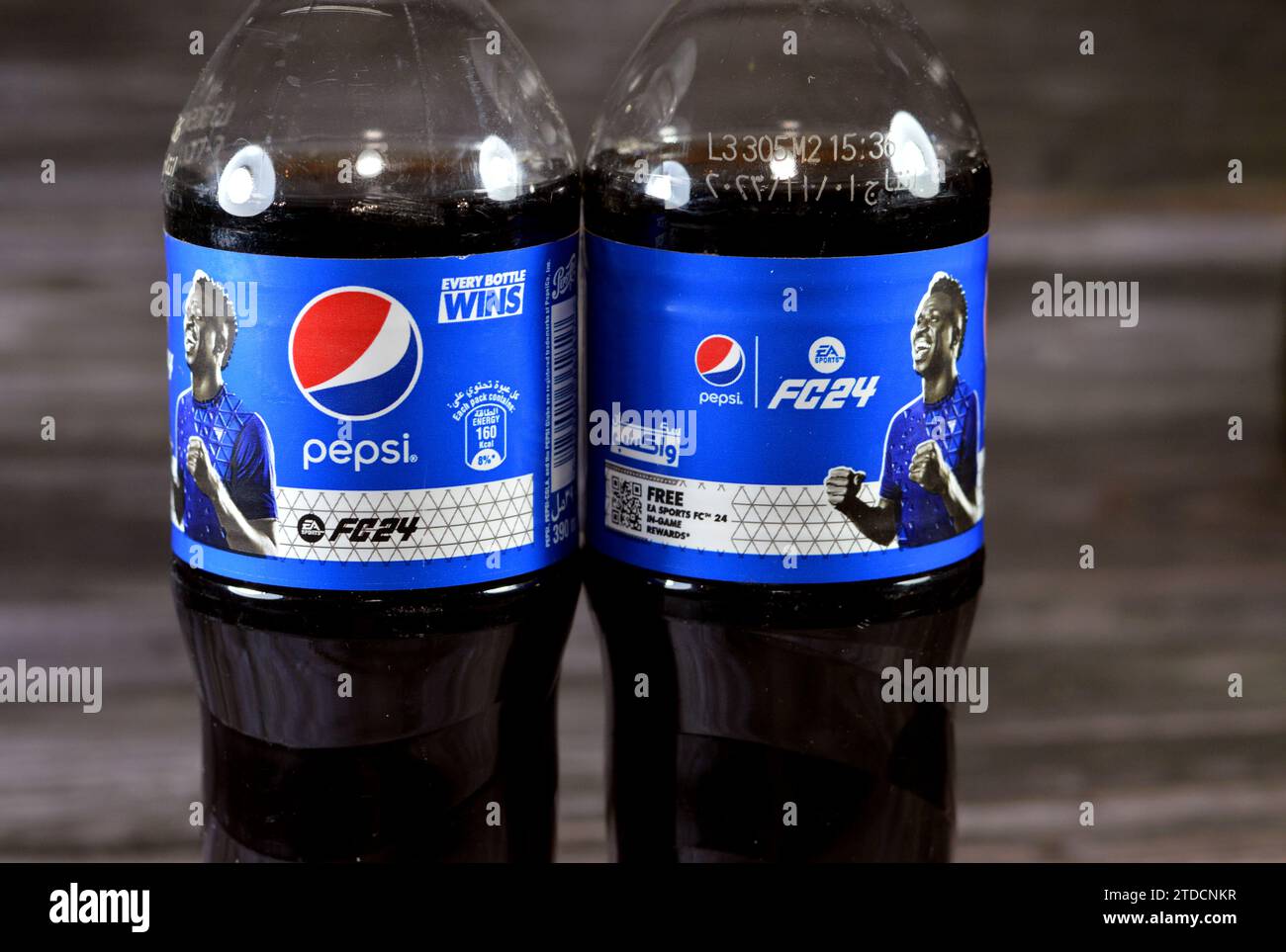 Cairo, Egypt, December 16 2023: Pepsi, a Cola flavor plastic bottle, a ...