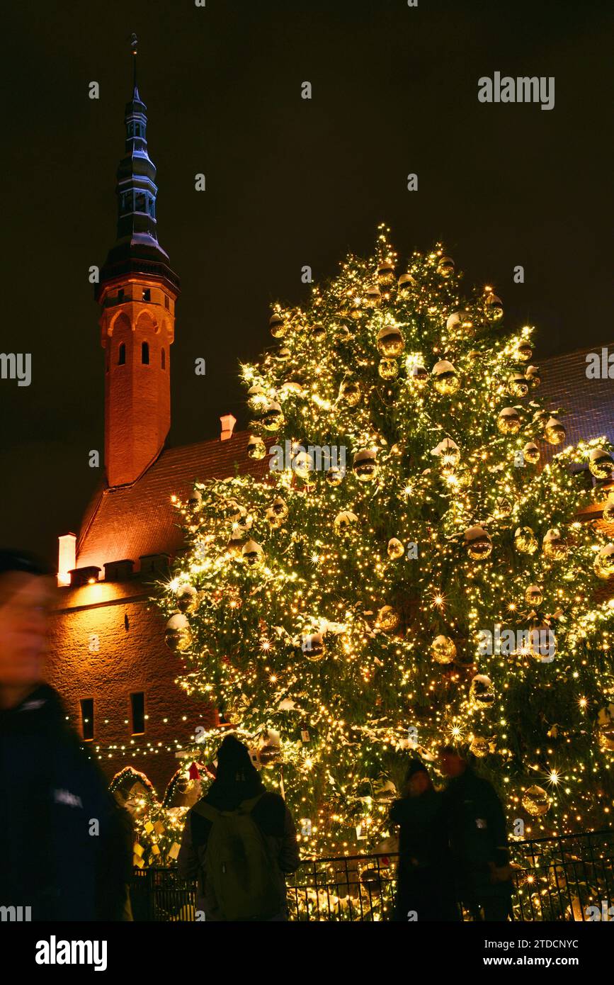 Christmas Market in Town Hall Square festive with huge decorated ...