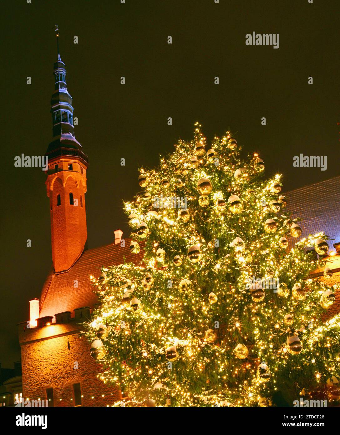 Christmas Market in Town Hall Square festive with huge decorated ...