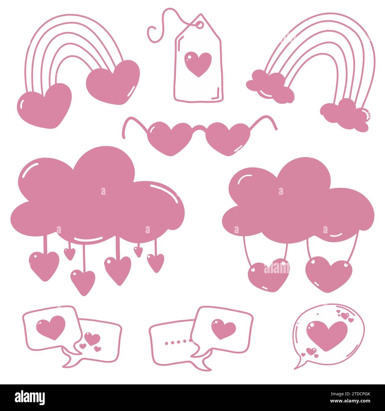 Valentines day elements outline Stock Vector Images - Alamy