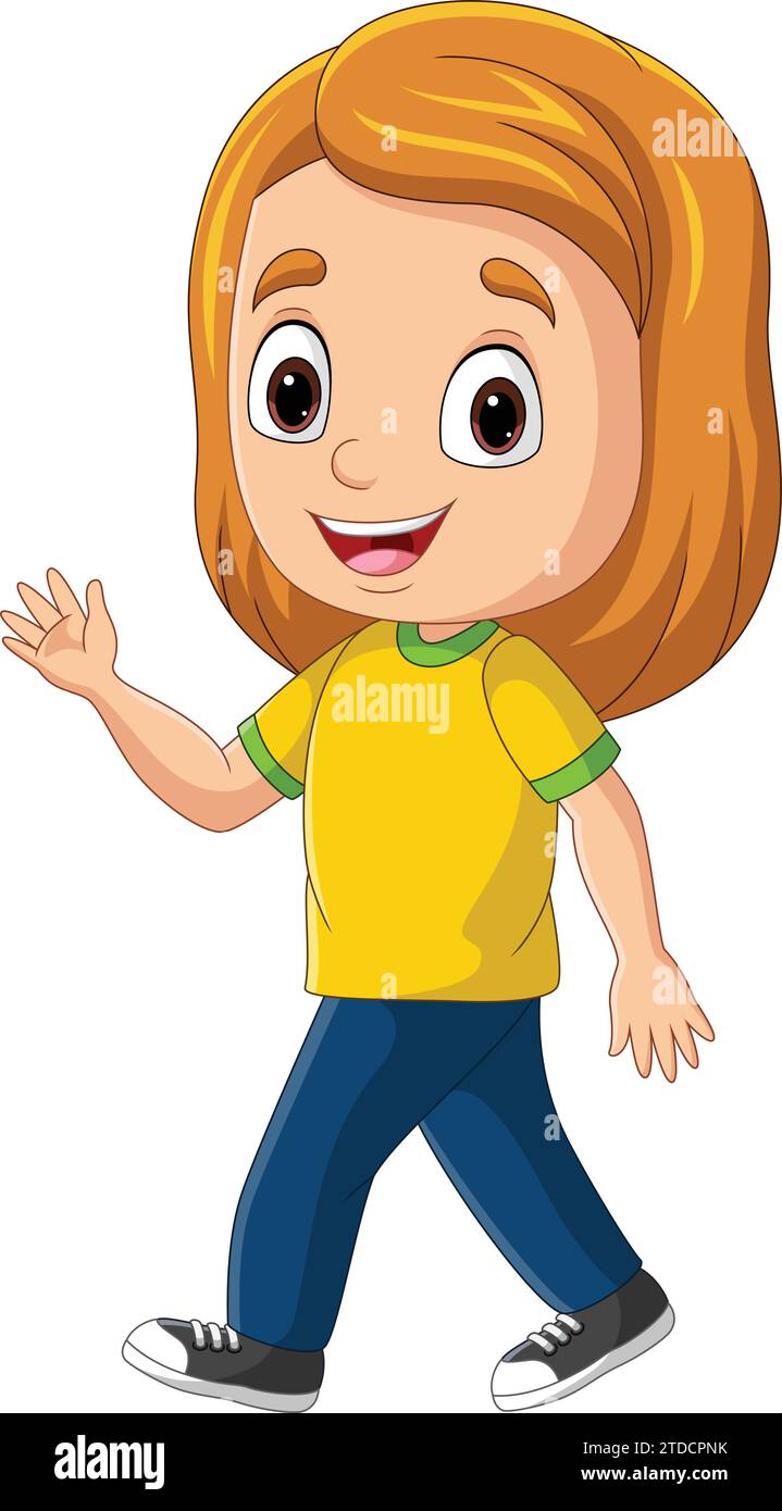 Cartoon little girl waving hand Stock Vector Image & Art - Alamy