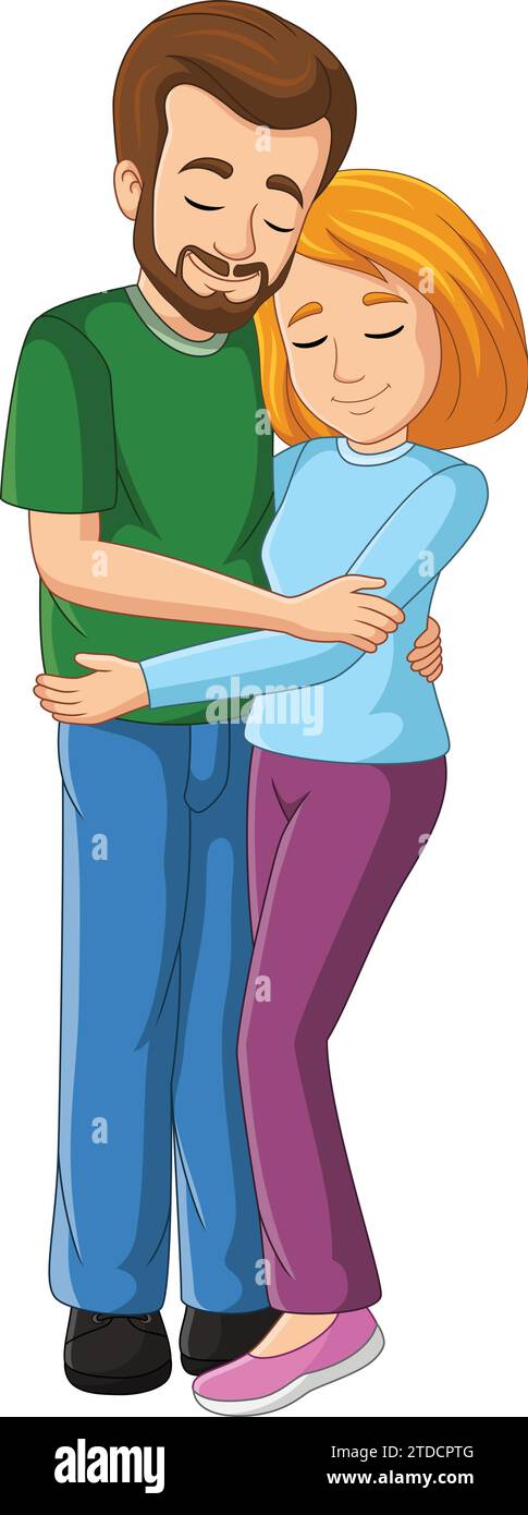Cartoon father embracing mother in a loving hug Stock Vector Image & Art - Alamy