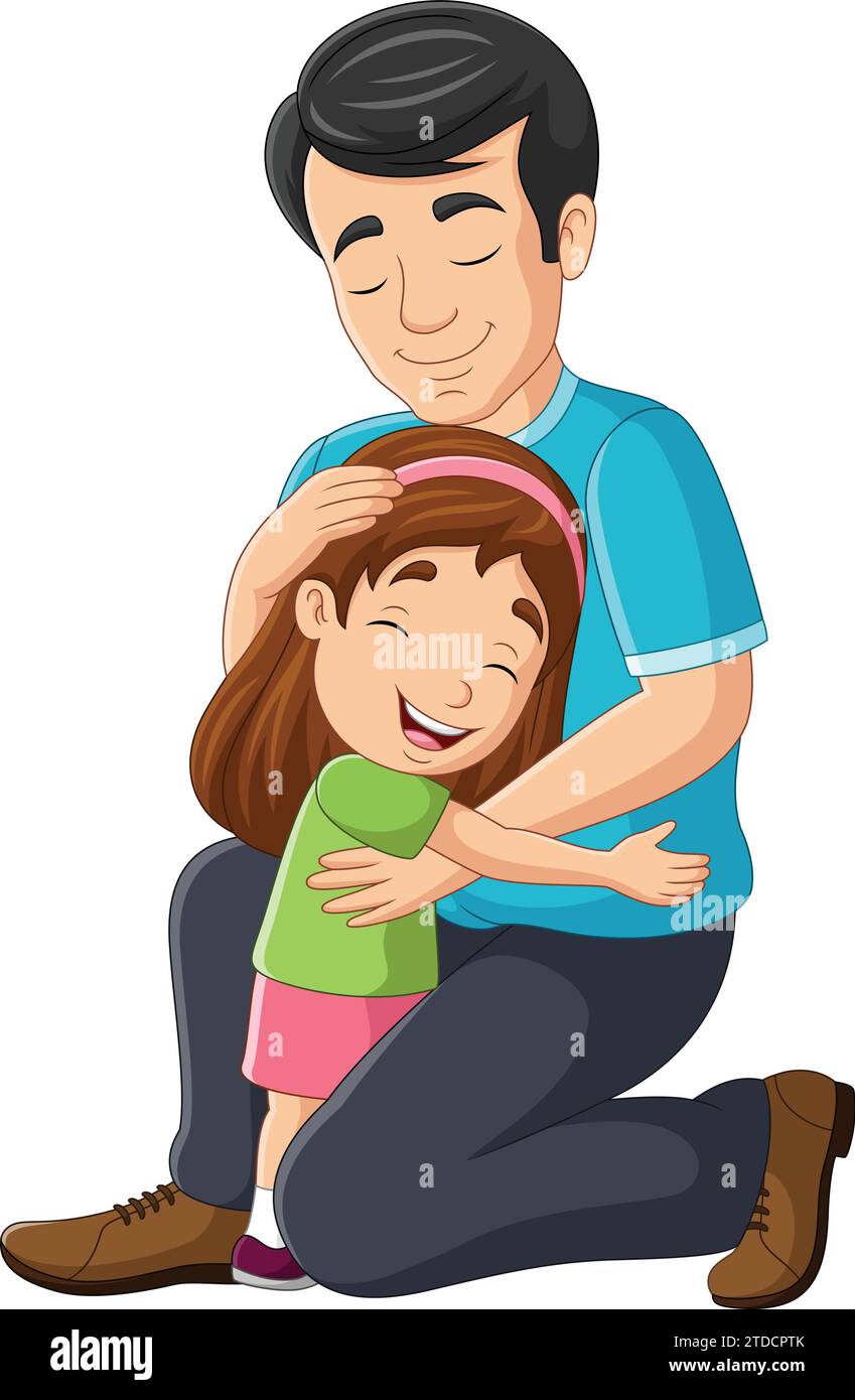 Cartoon father hugging a daughter Stock Vector Image & Art - Alamy