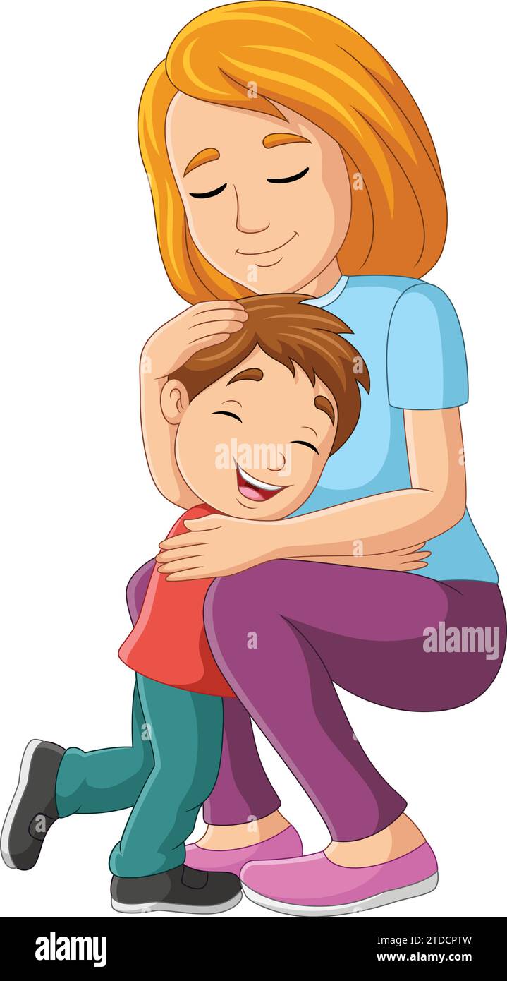 Cartoon mother hugging a son Stock Vector Image & Art - Alamy
