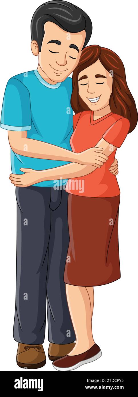 Cartoon young man embracing woman in a loving hug Stock Vector Image & Art - Alamy