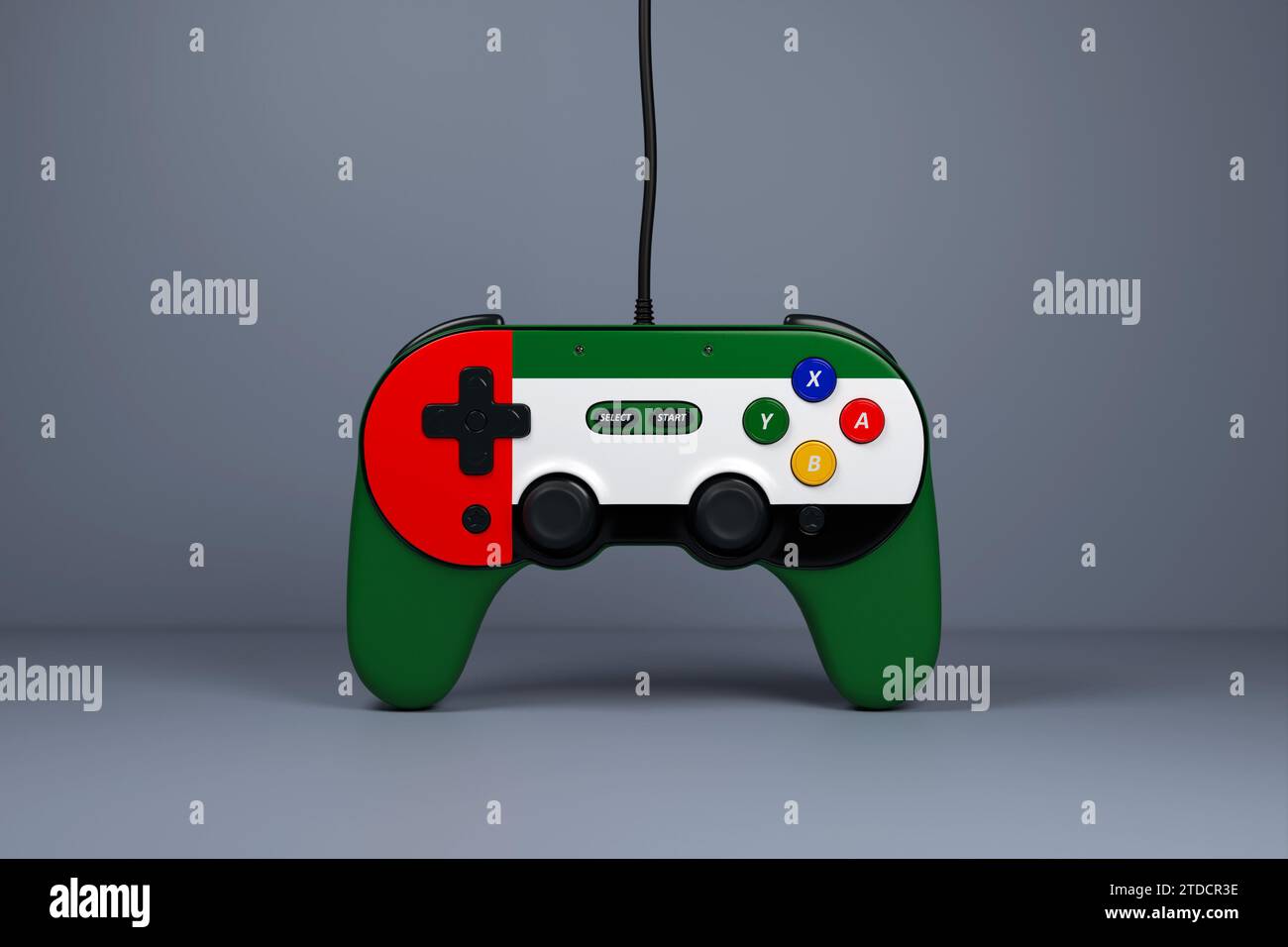 3D illustration, joystick gamepad, game console or game controller with ...