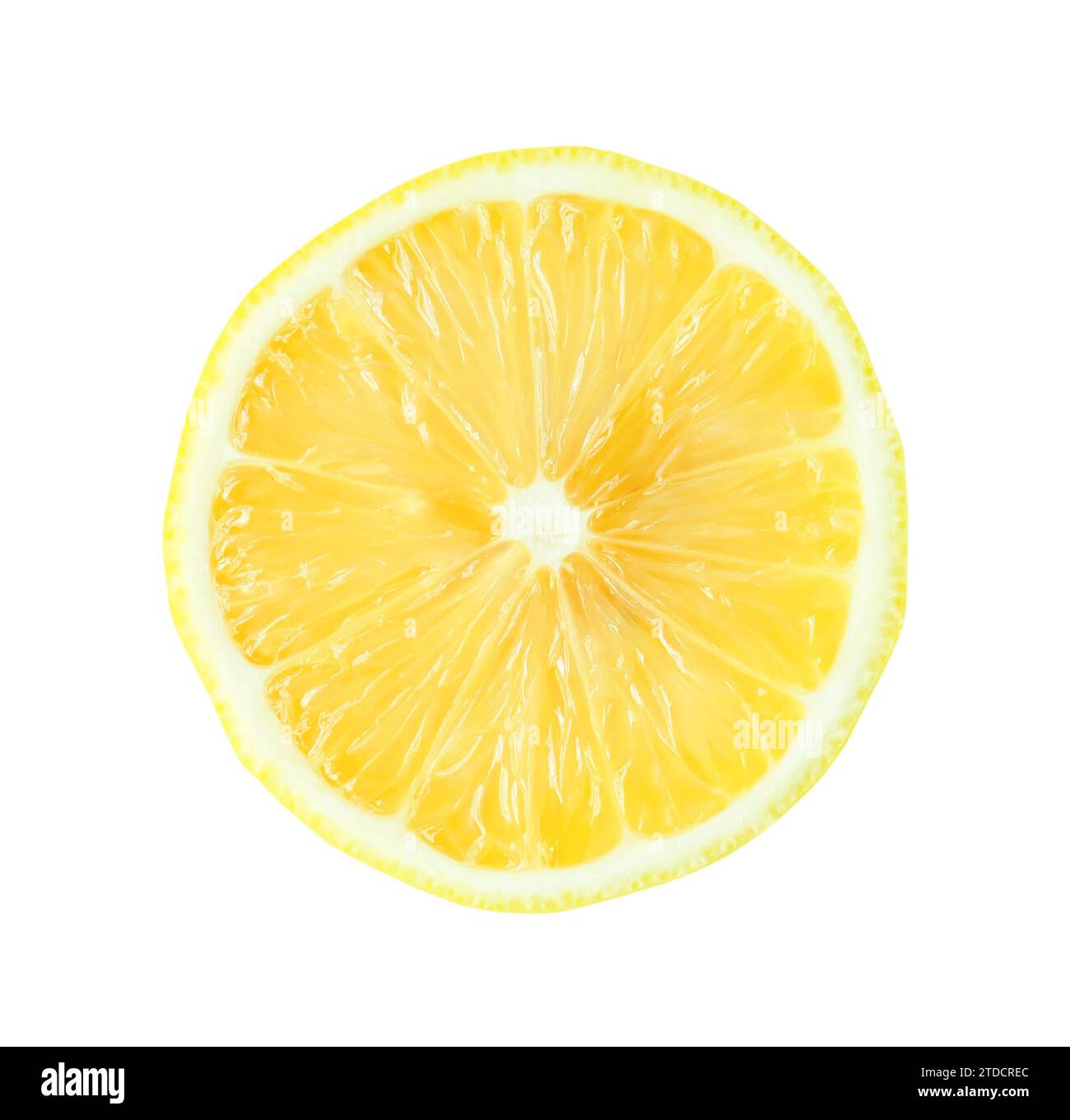 Top view of beautiful yellow lemon half is isolated on white background ...