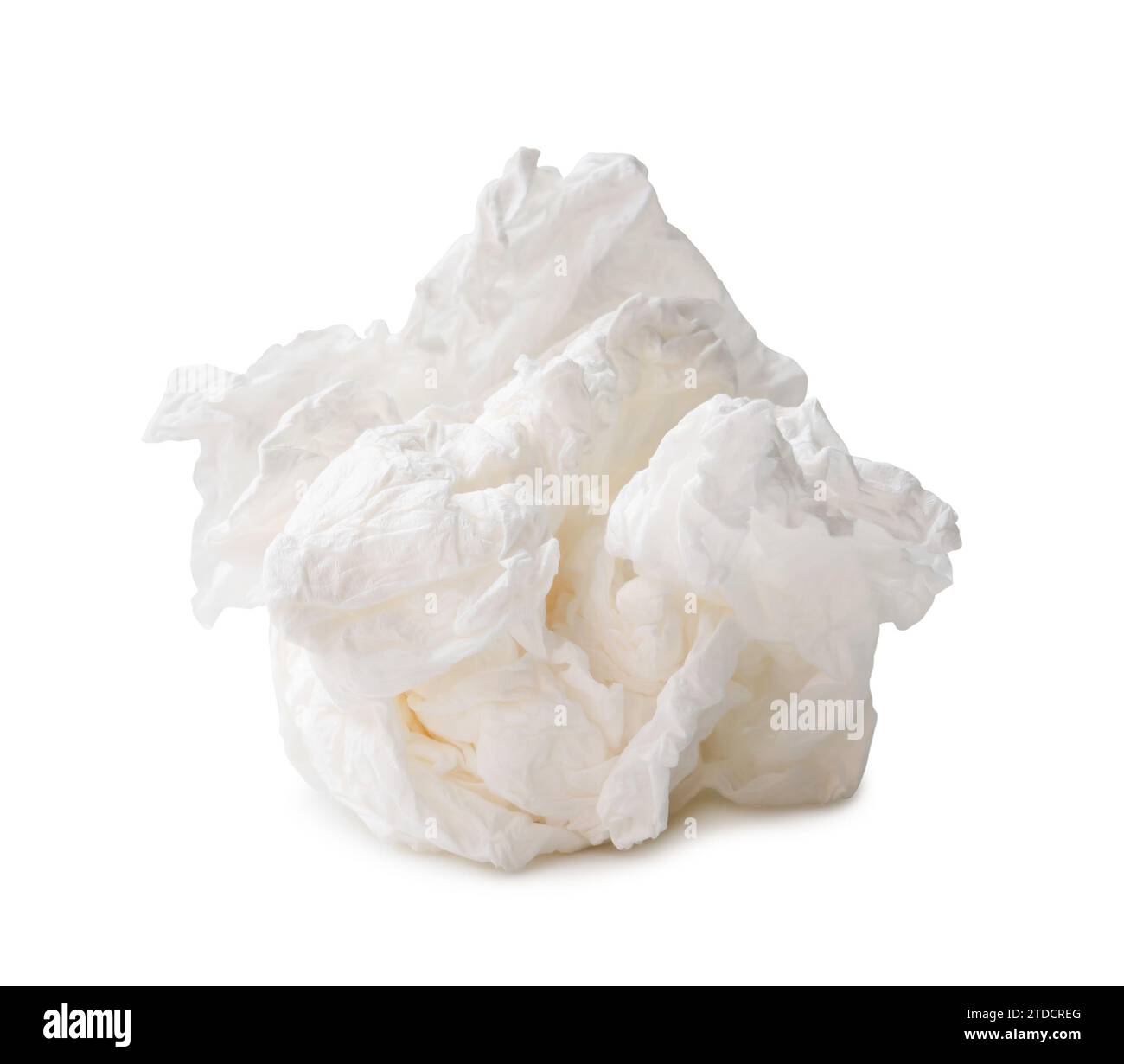 Single white screwed or crumpled tissue paper or napkin in strange ...