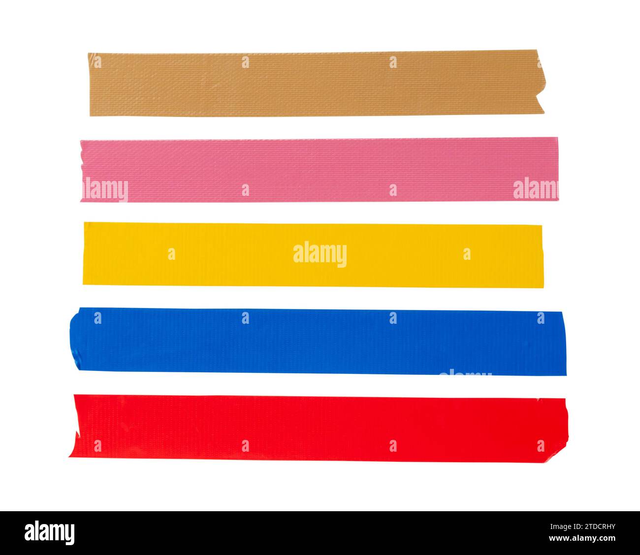 Top view set of multicolor adhesive vinyl or cloth tape in stripes is ...